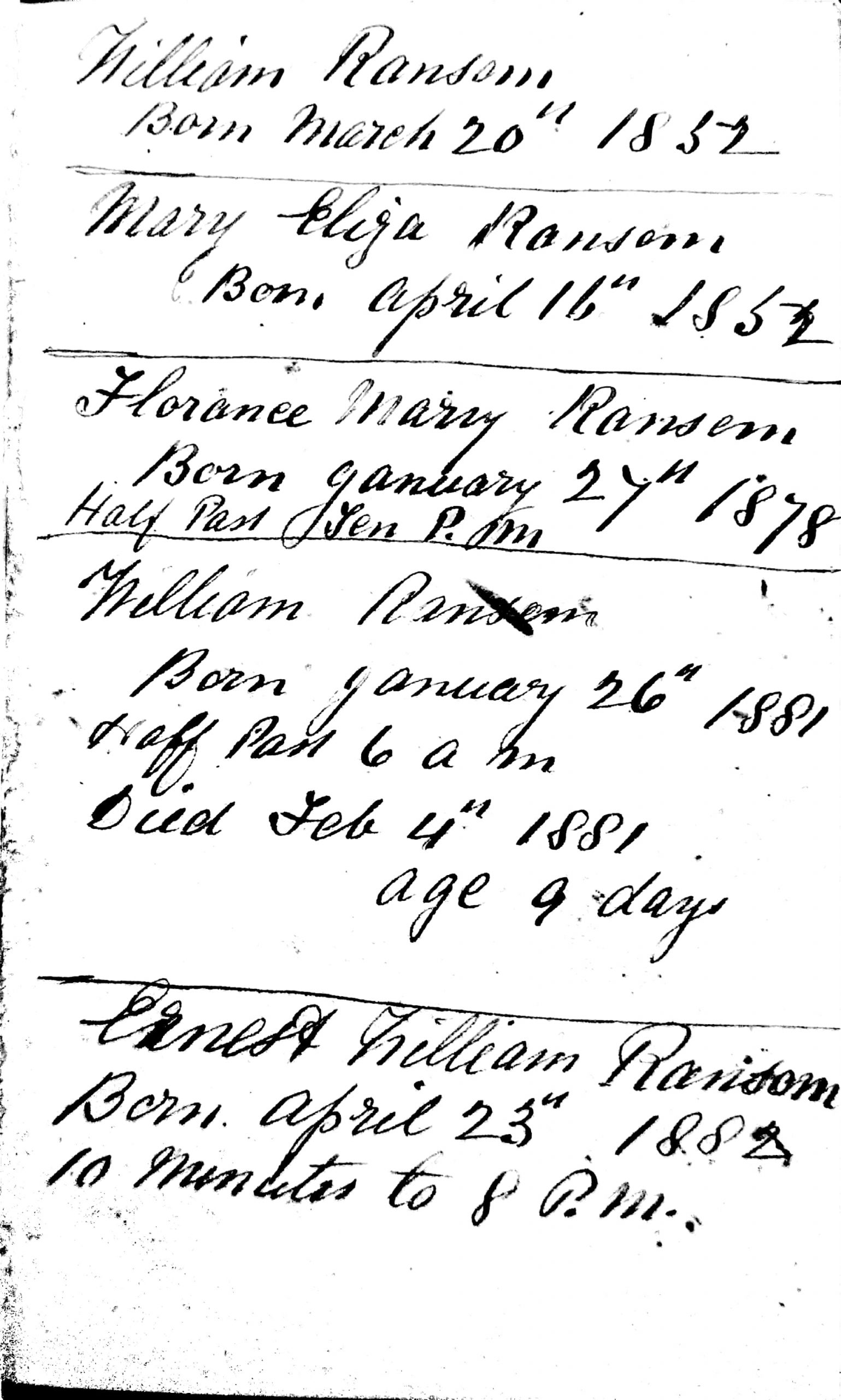 The Ransom Family Bible – Ransom History